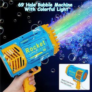 Toys | Bubble Machine Bubble Gun 69 Holes With Colorful Lights Rocket ...